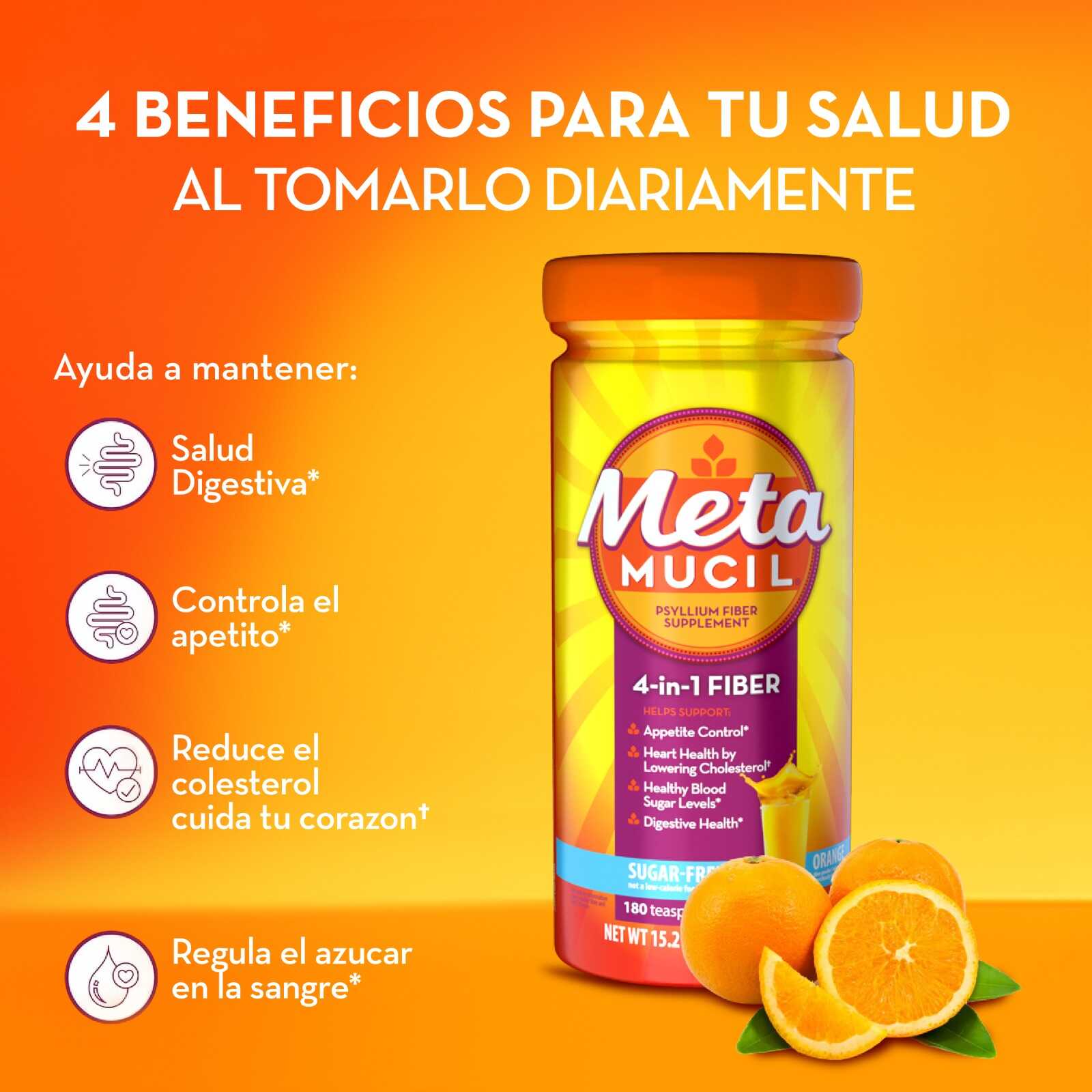 Metamucil® Sabor Naranja - Fibra 100% Natural para tu Digestión – Cloud ...